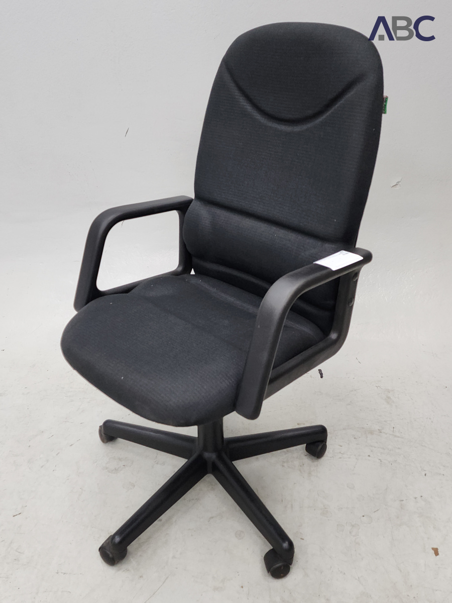 Swivel Armchair Black Fabric Seat Plastic Framed (High Back) (1)