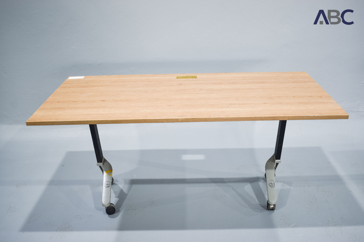 Foldable Office Desk Metal Framed Wooden Top (L 1600 × W 800 × H 740mm) (1)